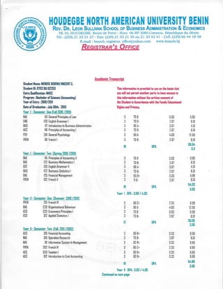 Houdegbe North American University Benin, Transcript 1 | PDF