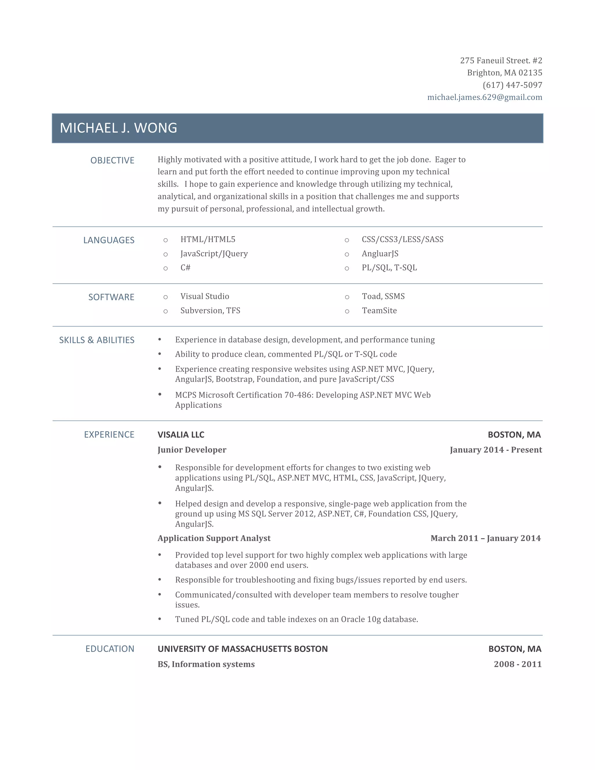 Michael Wong - Resume 2015 | PDF