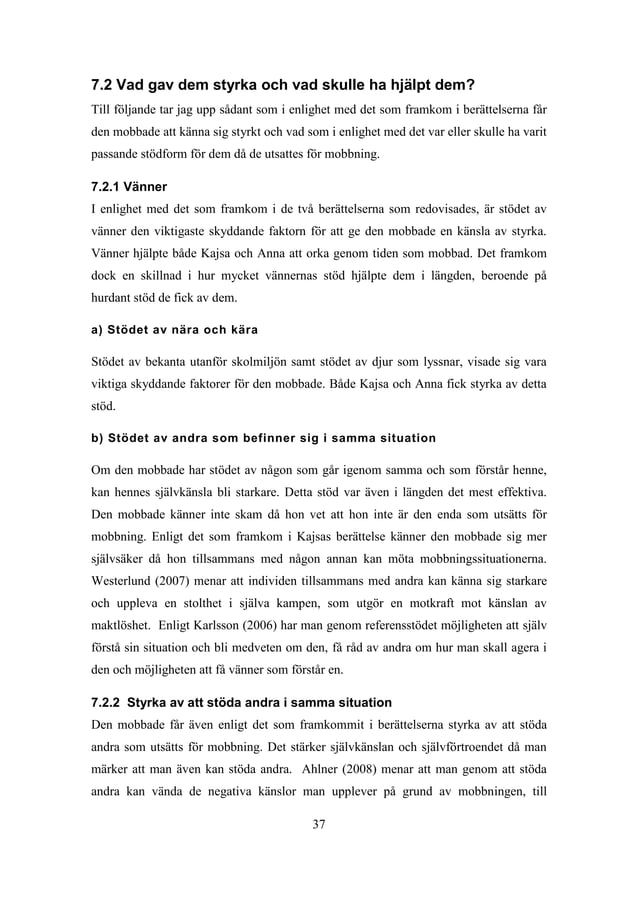 De ungas upplevelser av mobbning | PDF