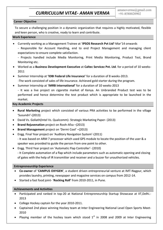 Resume- Aman Verma | PDF | Business | Business and Finance