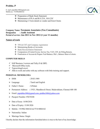 Prabhu-resume | PDF
