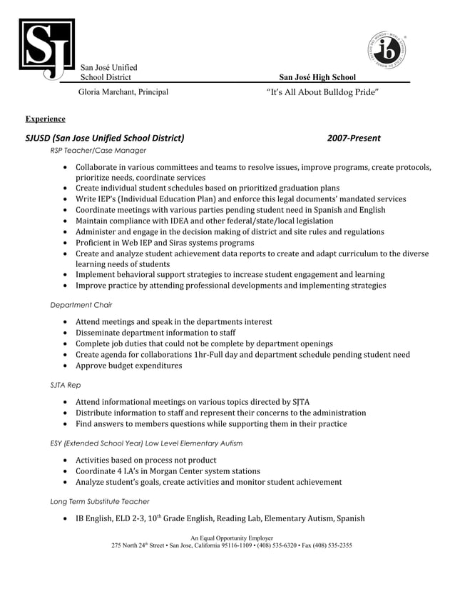 SJUSD Experience | PDF