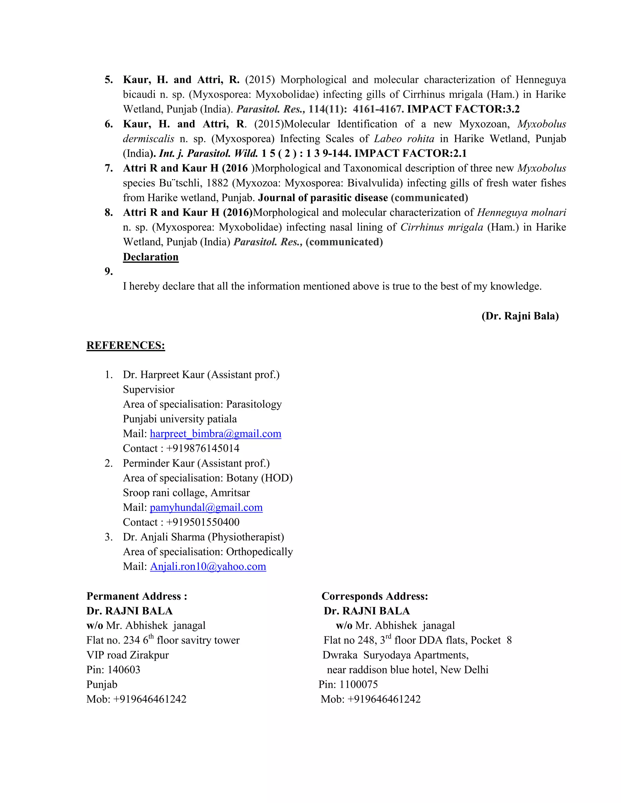 Rajni Curriculum Vitae new | PDF