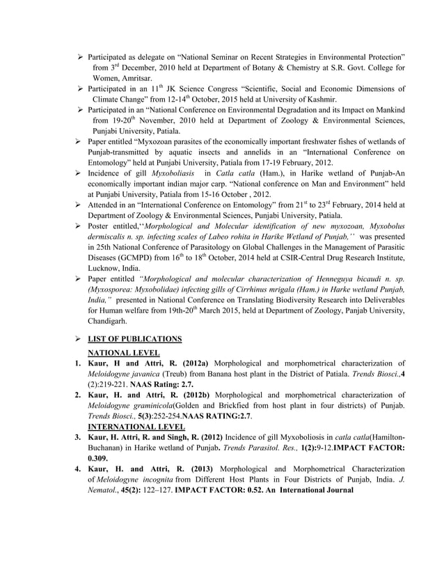 Rajni Curriculum Vitae new | PDF | Biological Sciences | Science