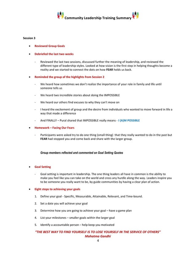 Community Leadership Training Summary | PDF