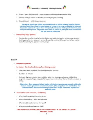 Community Leadership Training Summary | DOC