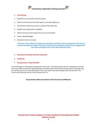 Community Leadership Training Summary | DOC