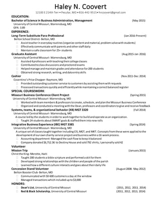 Haley Coovert Resume 2017 | PDF