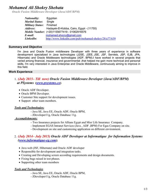 Mohamed Shokry_ADF Developer_3 | PDF