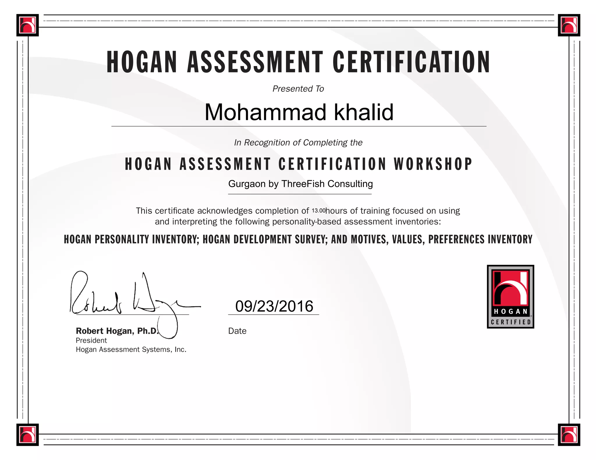 Hogan Certificate | PDF