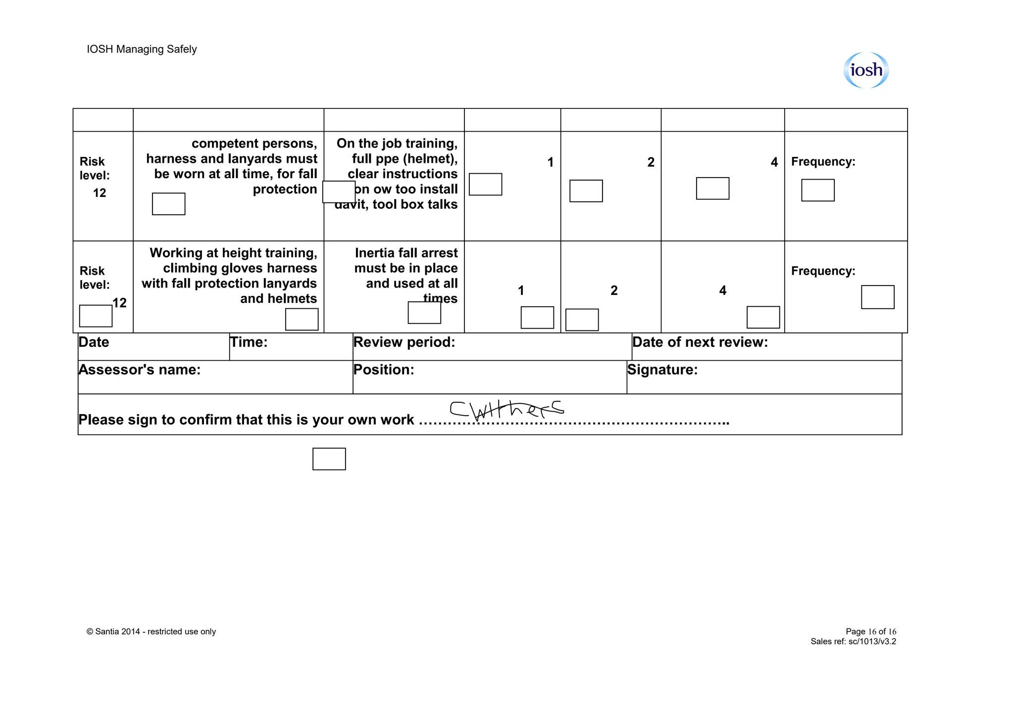 Chris Withers Managing Safely Project | PDF