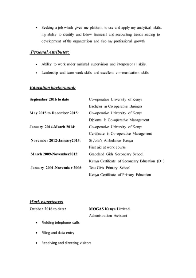 Fridah's cv | PDF
