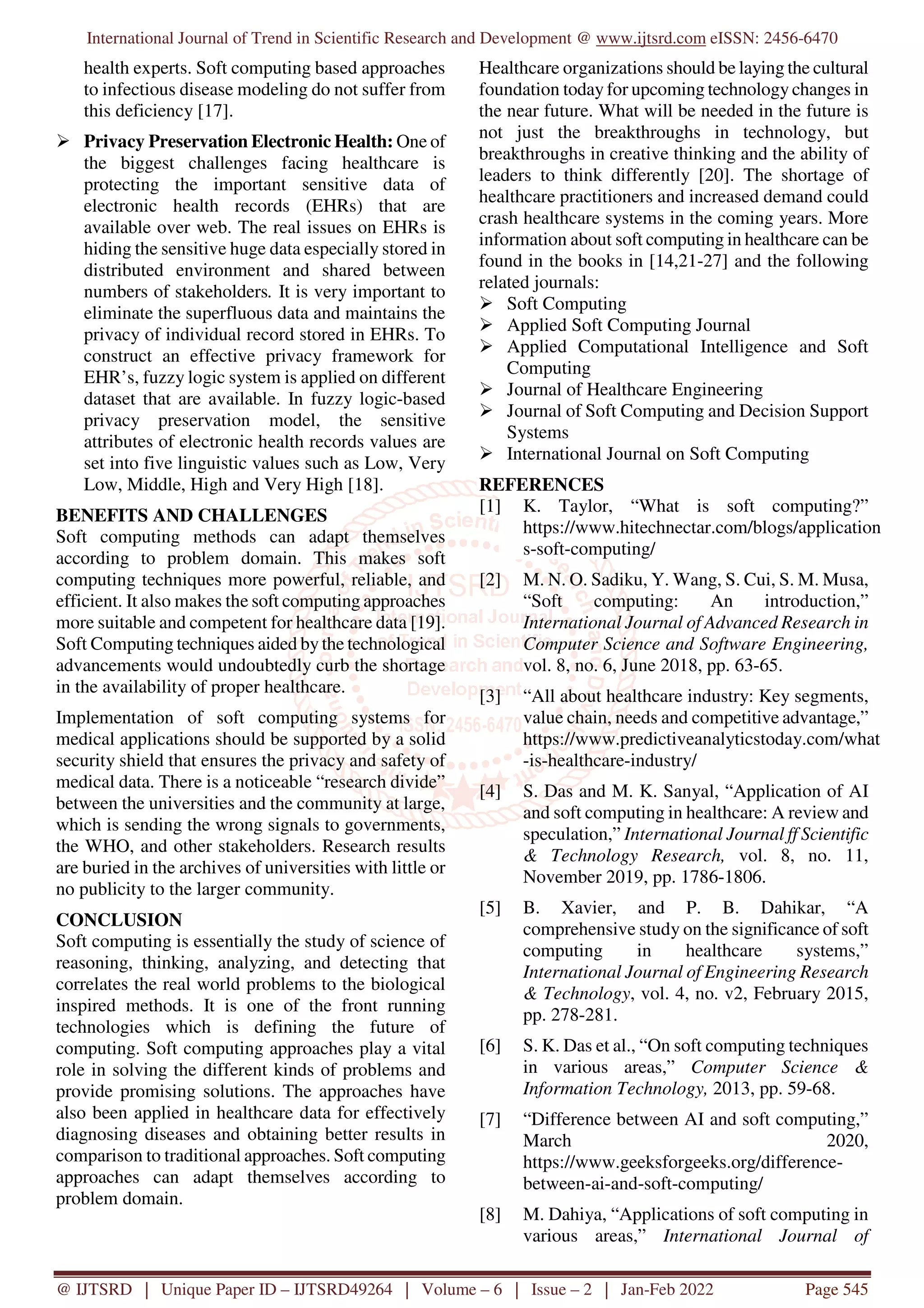 Essence of Soft Computing in Healthcare | PDF