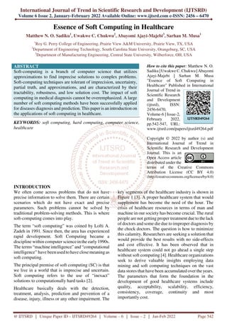 Essence of Soft Computing in Healthcare | PDF