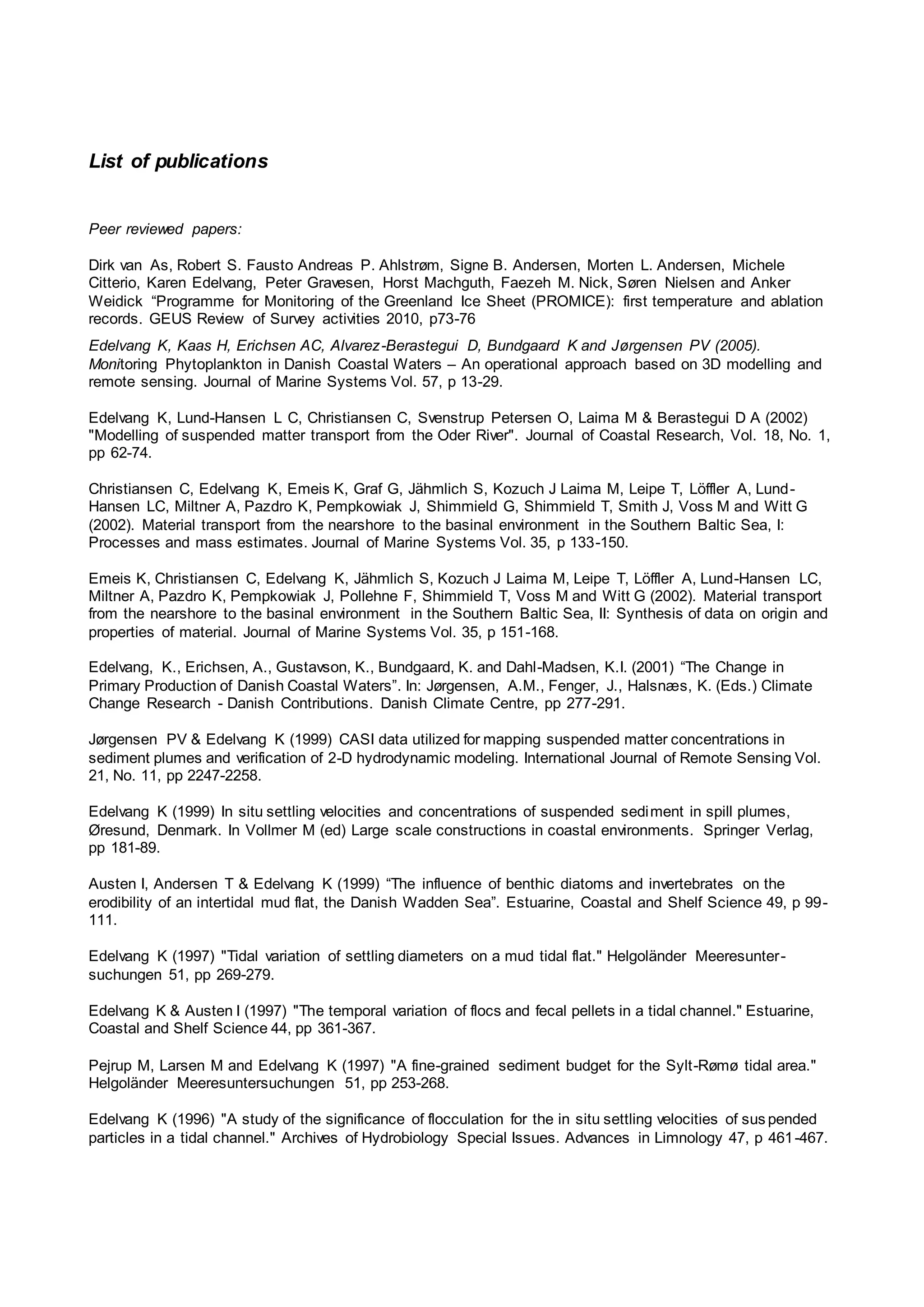 Karen Edelvang-List of publications-2015 | DOCX