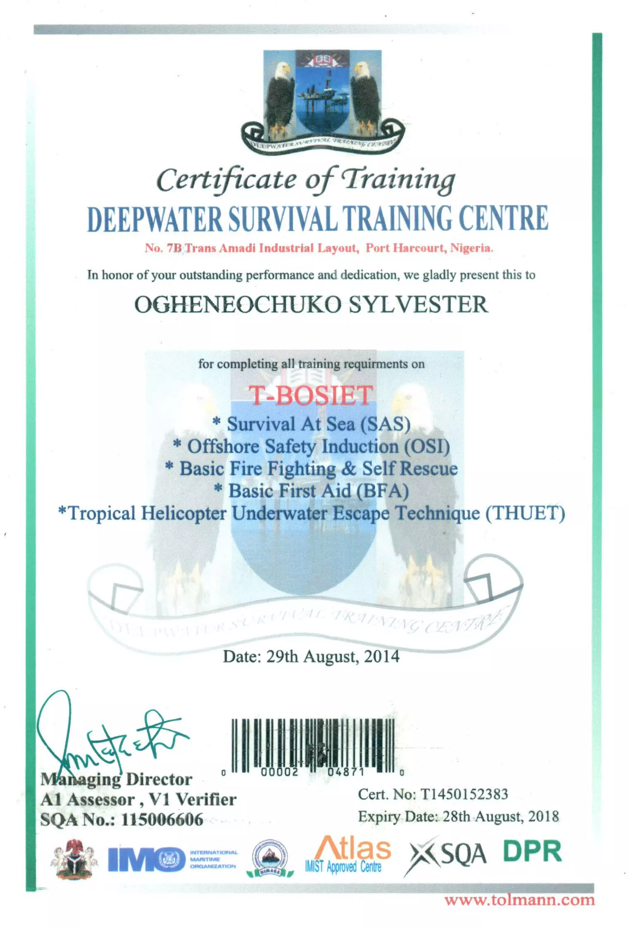 T-BOSIET CERTIFICATE0001 | PDF