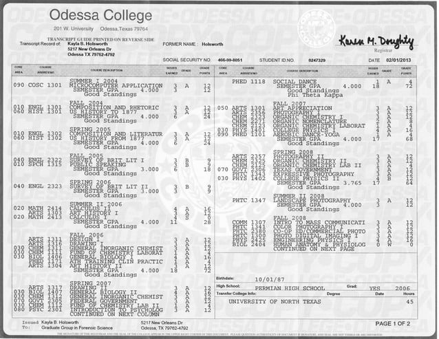 Odessa College Transcript 2015 highlighted | PPT