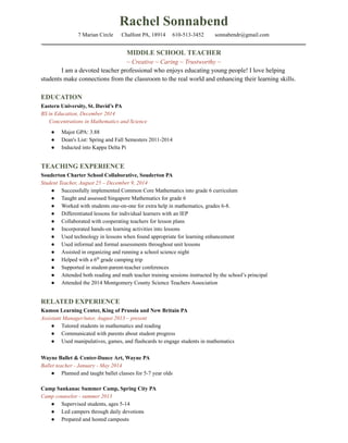 My cover letter & resume, 2015 | PDF