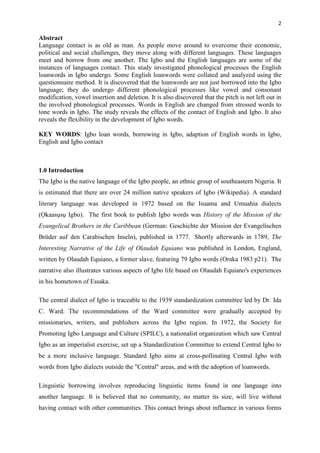 PHONOLOGICAL ADAPTATION OF ENGLISH LOANWORDS IN IGBO | PDF