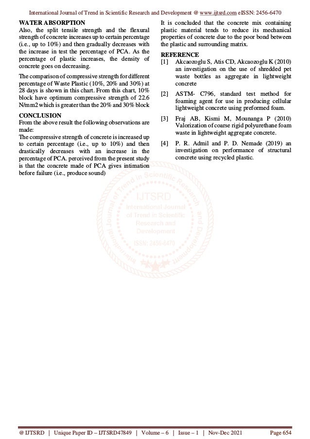 Investigation on Waste Plastic Sustainable Cellular Lightweight ...