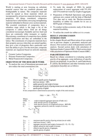 Study on Bituminous Mix Design with Different Percentages of Crumb ...