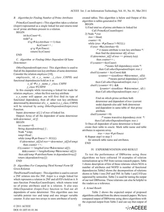 Possible Algorithms of 2NF and 3NF for DBNorma- A tool for Relational Database Normalization ...