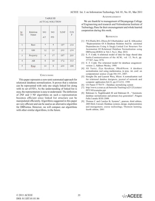 Possible Algorithms of 2NF and 3NF for DBNorma- A tool for Relational Database Normalization ...