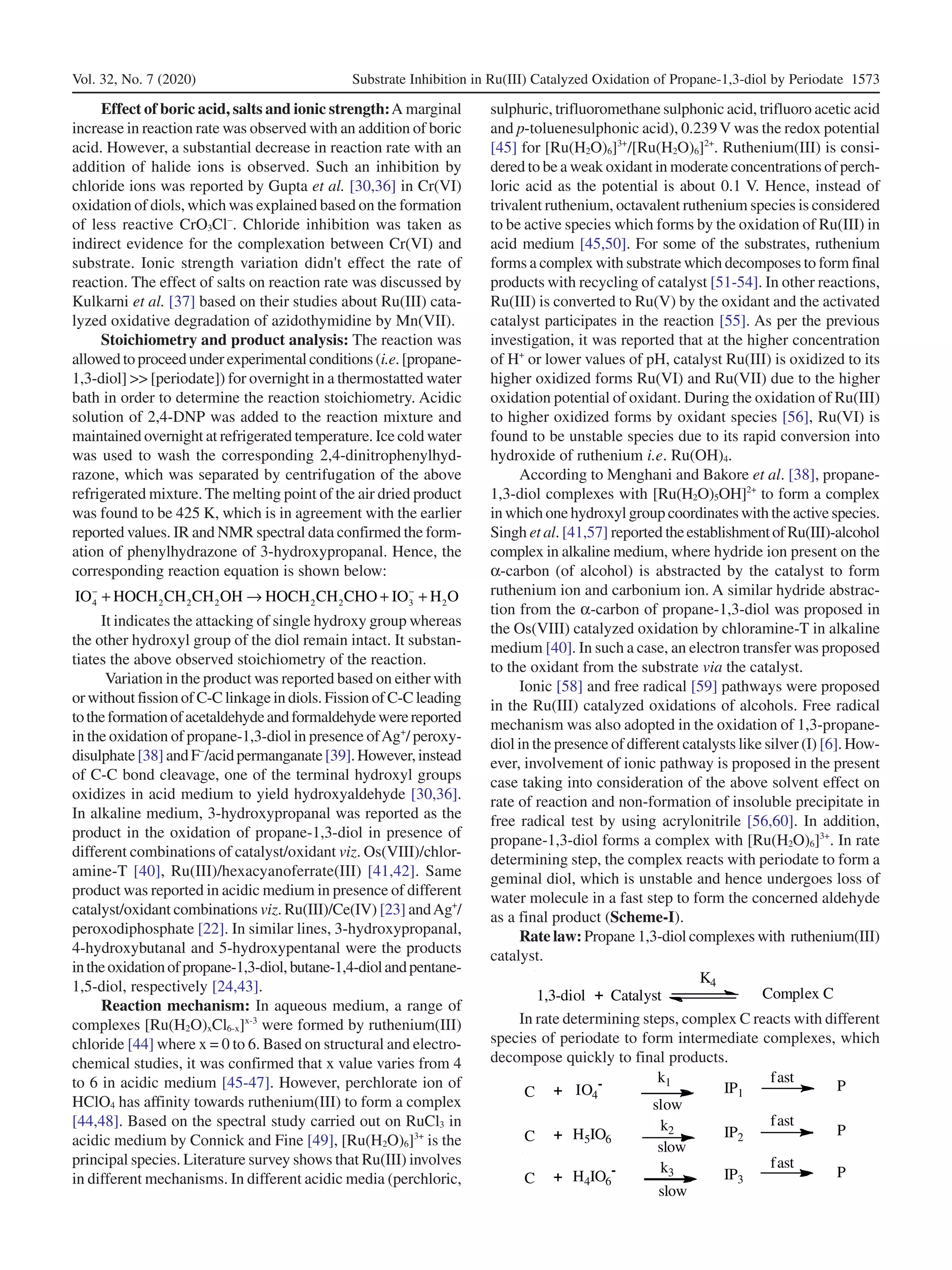 Substrate Inhibition in Ruthenium(III) Catalyzed Oxidation of Propane-1 ...