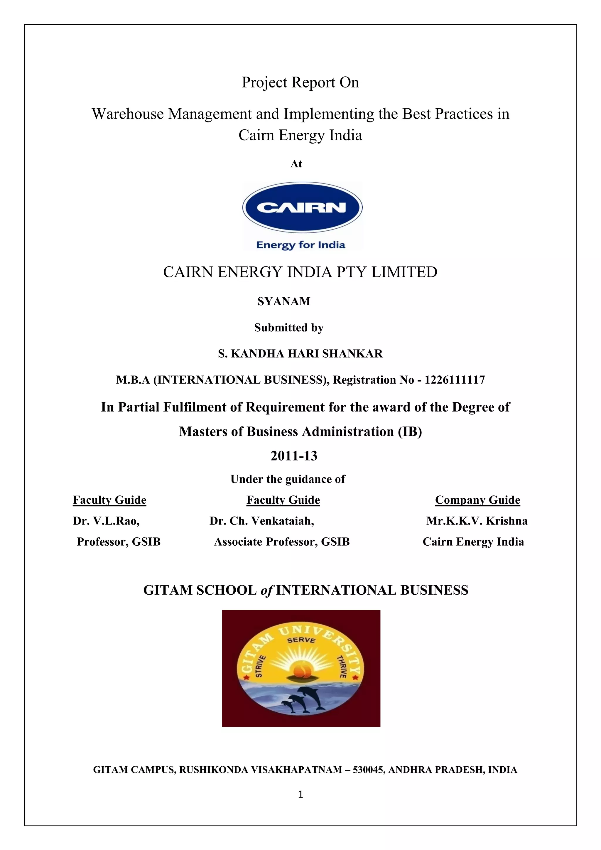 Best Practices of Inventory & Warehouse Management at CAIRN INDIA LTD | PDF