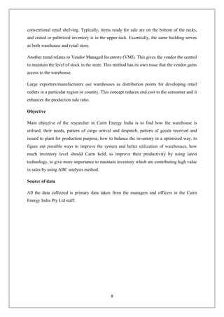 Best Practices of Inventory & Warehouse Management at CAIRN INDIA LTD | PDF