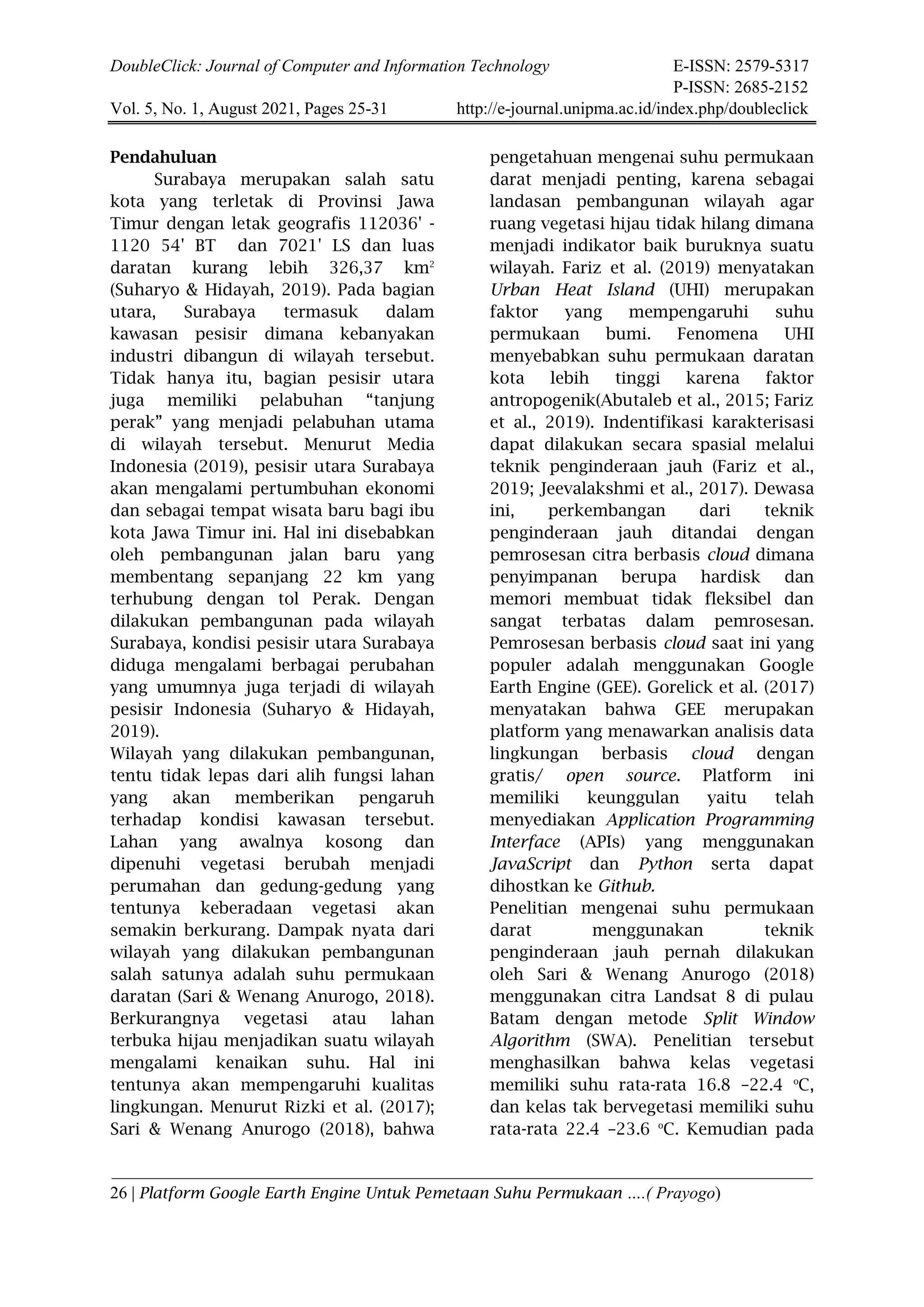 Platform Google Earth Engine Untuk Pemetaan Suhu Permukaan Daratan Dari ...