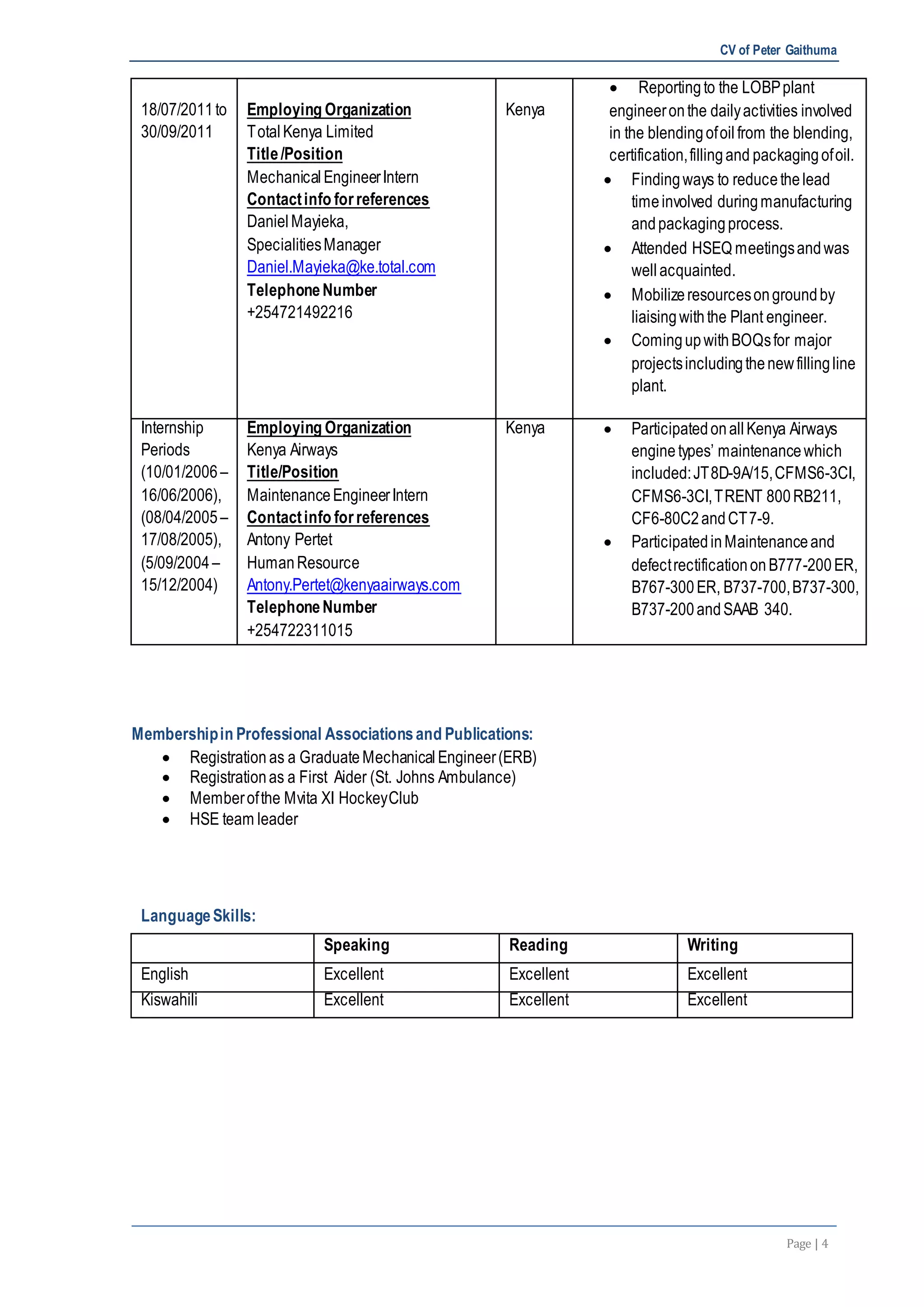 Gaithuma Peter Resume | DOCX