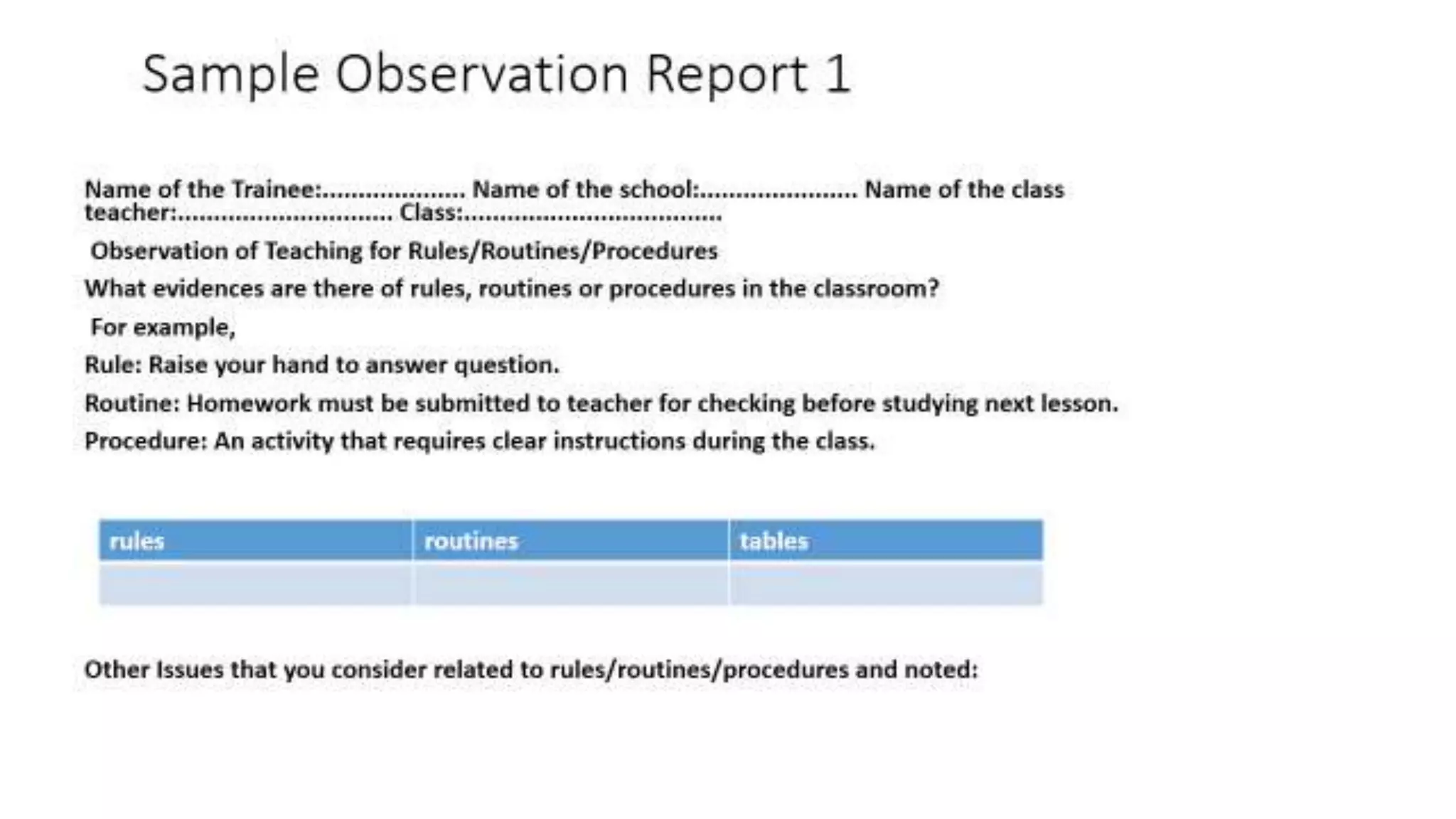Teaching practice- I Observation report writing-8607-CLASSROOM ...