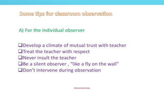 Teaching practice- I Observation report writing-8607-CLASSROOM ...