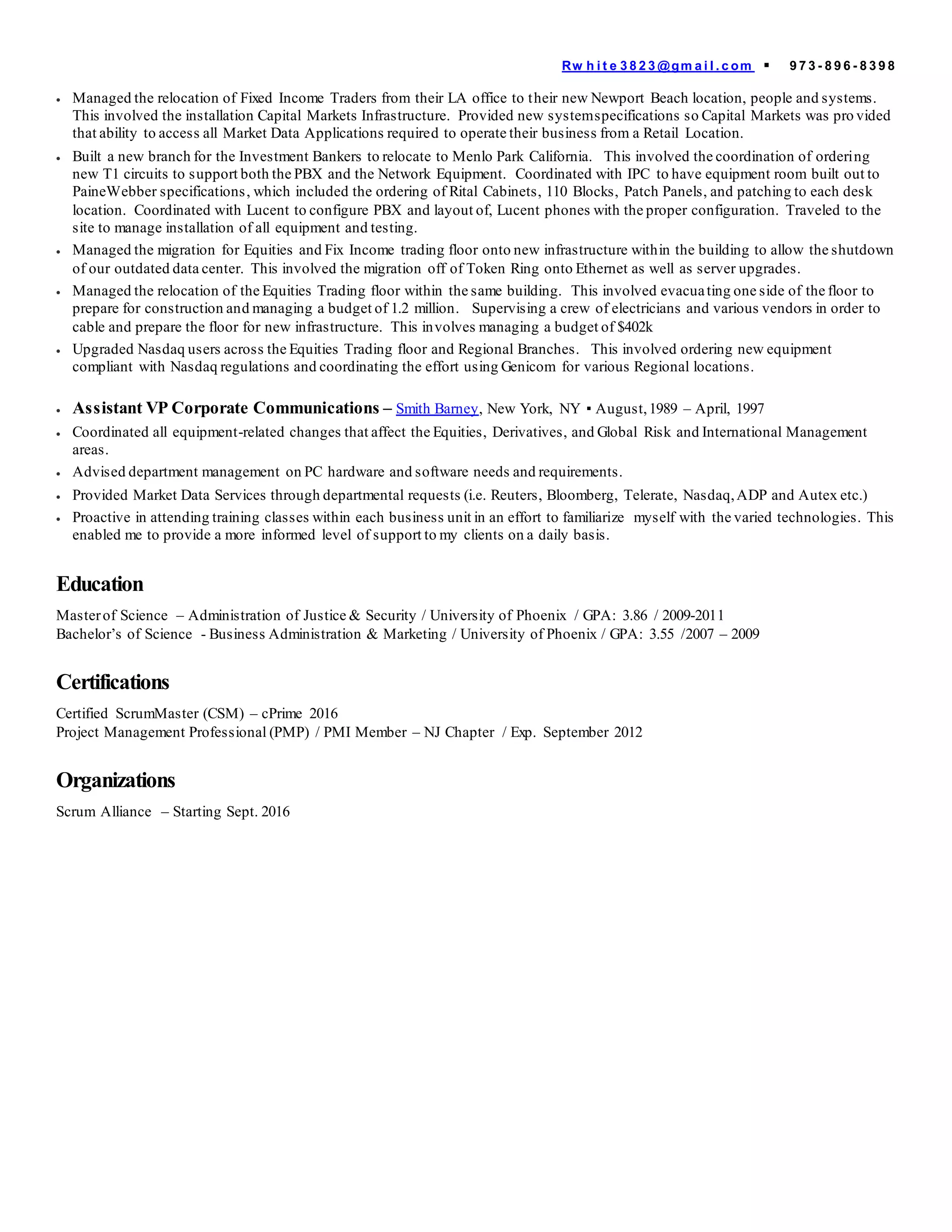 Robin White Resume 10-19-16 | DOCX