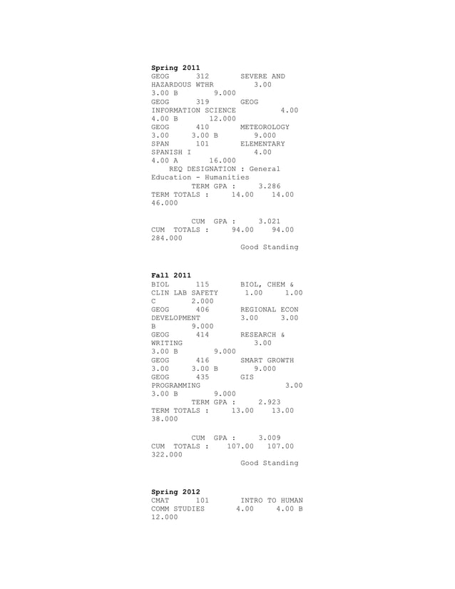 Unofficial Transcript | DOCX