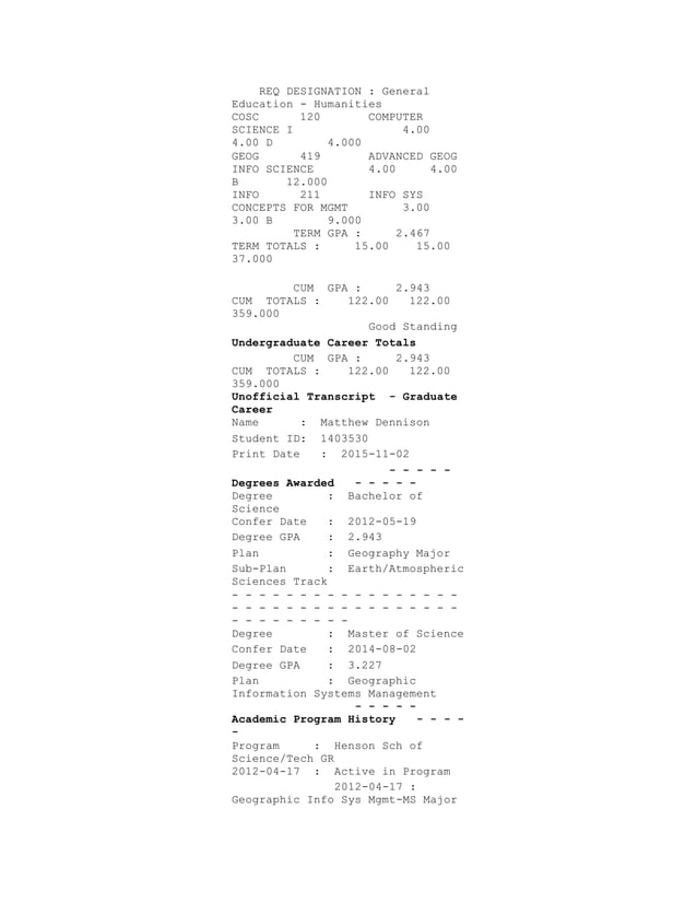 Unofficial Transcript | DOCX