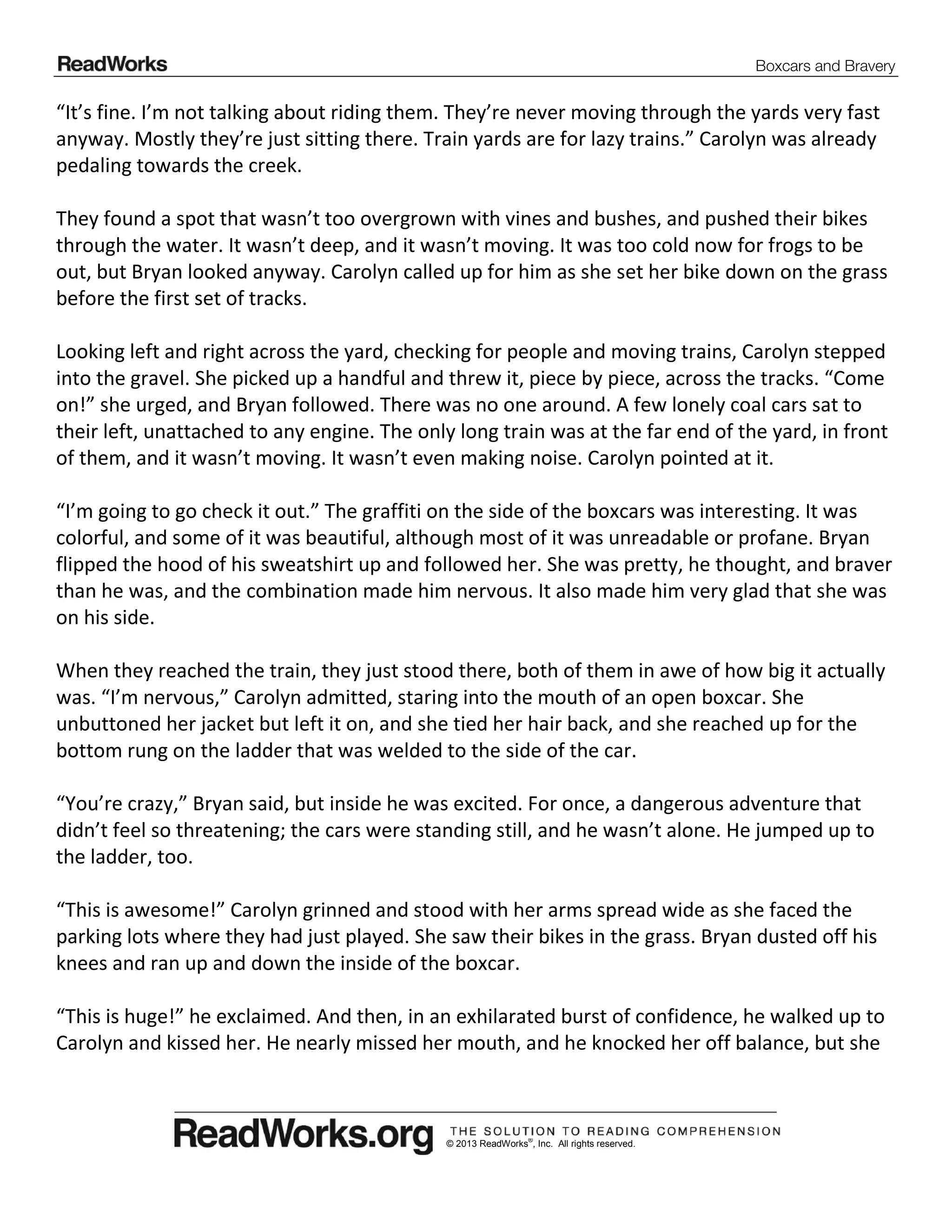 Boxcars and Bravery Story | PDF