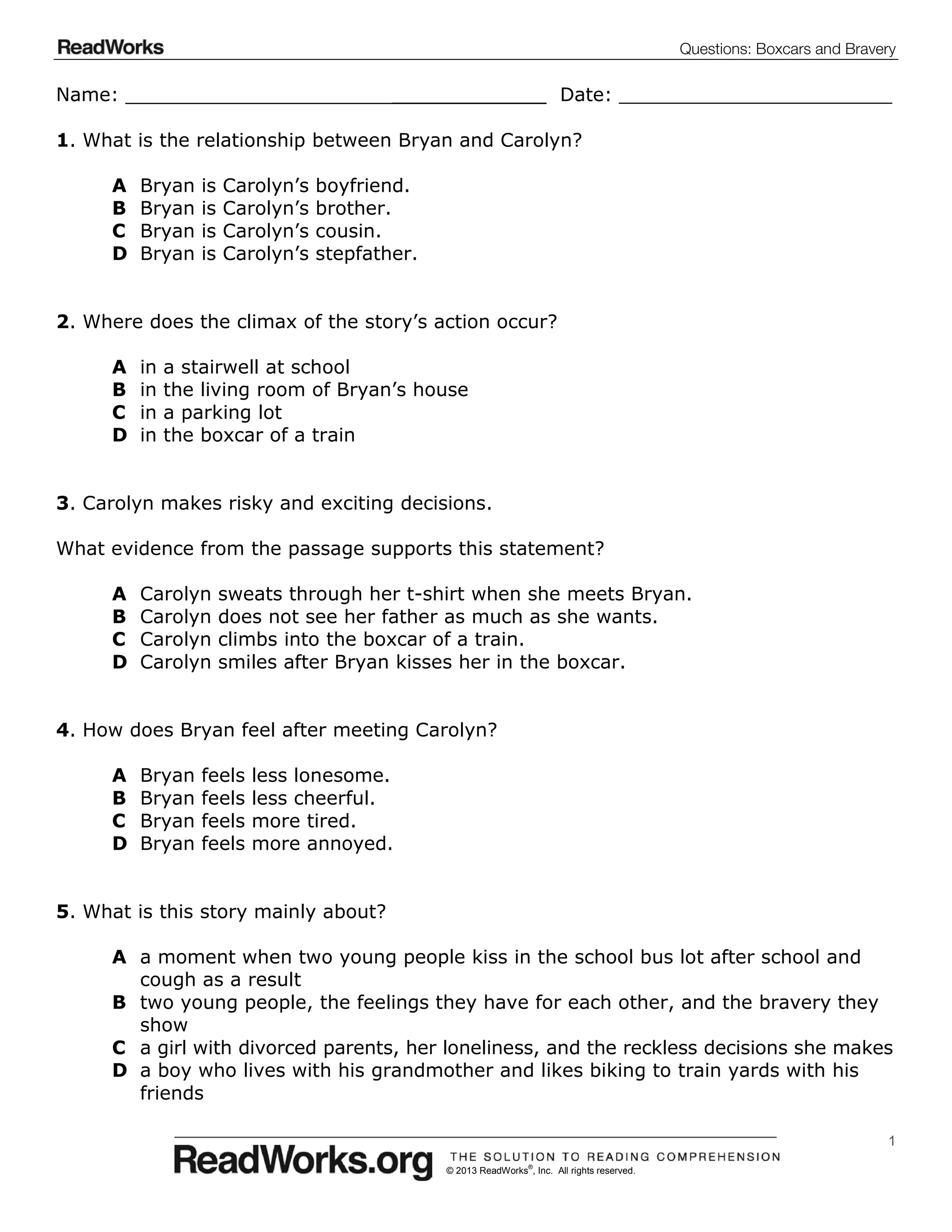 Boxcars and Bravery Story | PDF