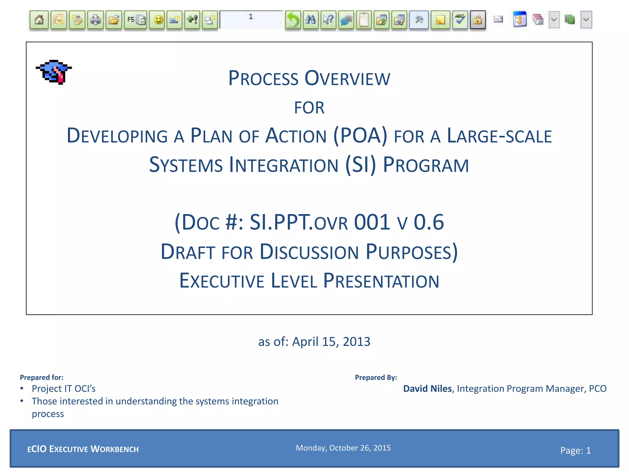 eCIO PPT Plan of Action for a Systems Integrations (SAP) Project | PPTX