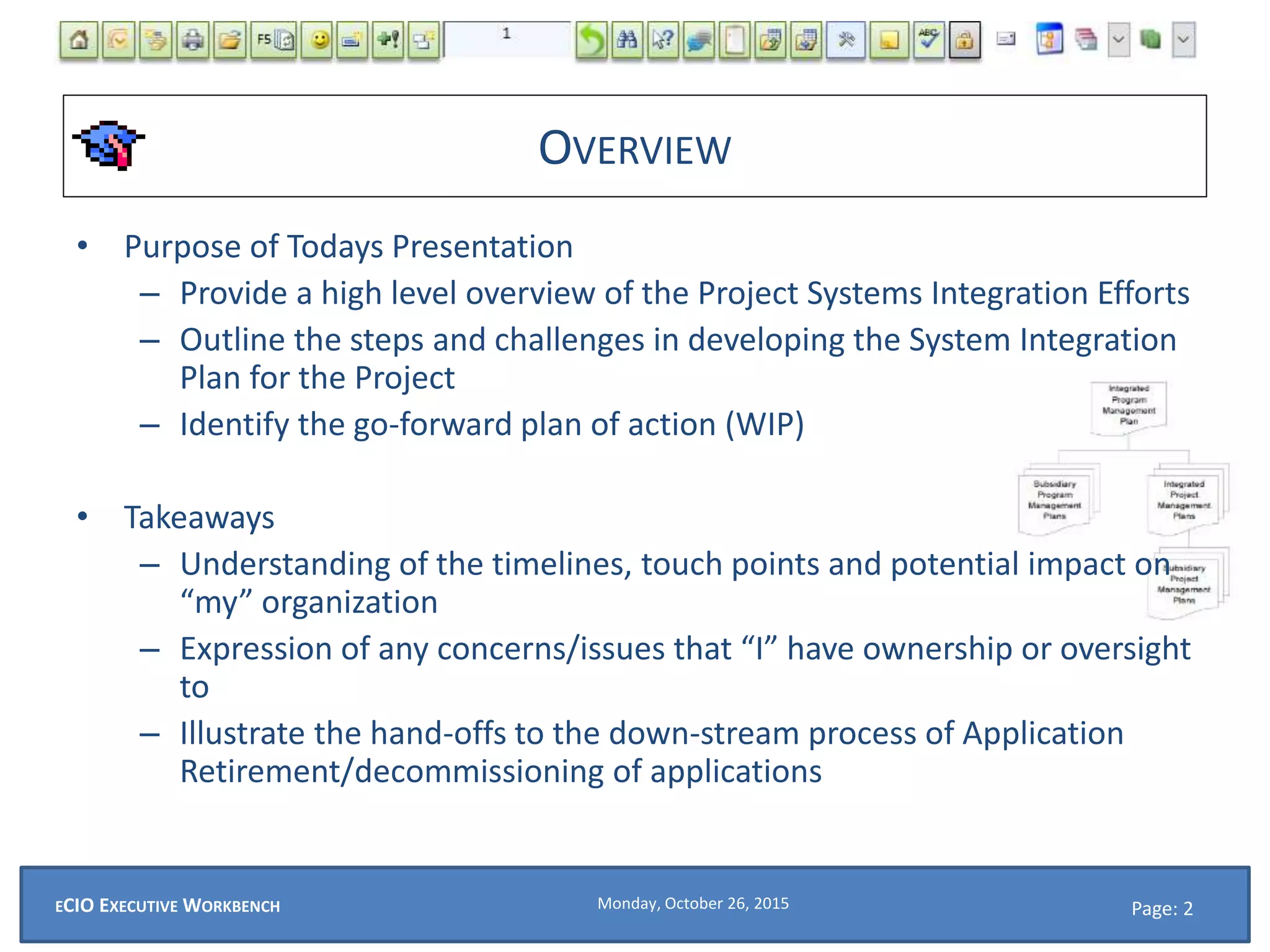 eCIO PPT Plan of Action for a Systems Integrations (SAP) Project | PPTX