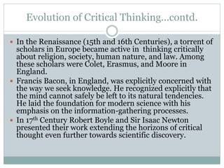 CRITICAL THINKING AND REFLECTIVE PRACTICES-Unit 1-INTRODCUTION TO ...