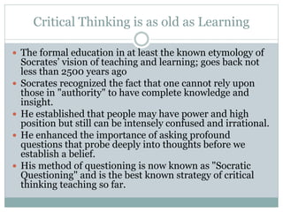 Introduction to Critical Thinking-8611-UNIT 1 | PPTX