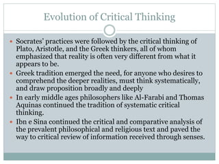 Introduction to Critical Thinking-8611-UNIT 1 | PPTX