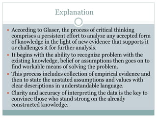 Introduction to Critical Thinking-8611-UNIT 1 | PPTX