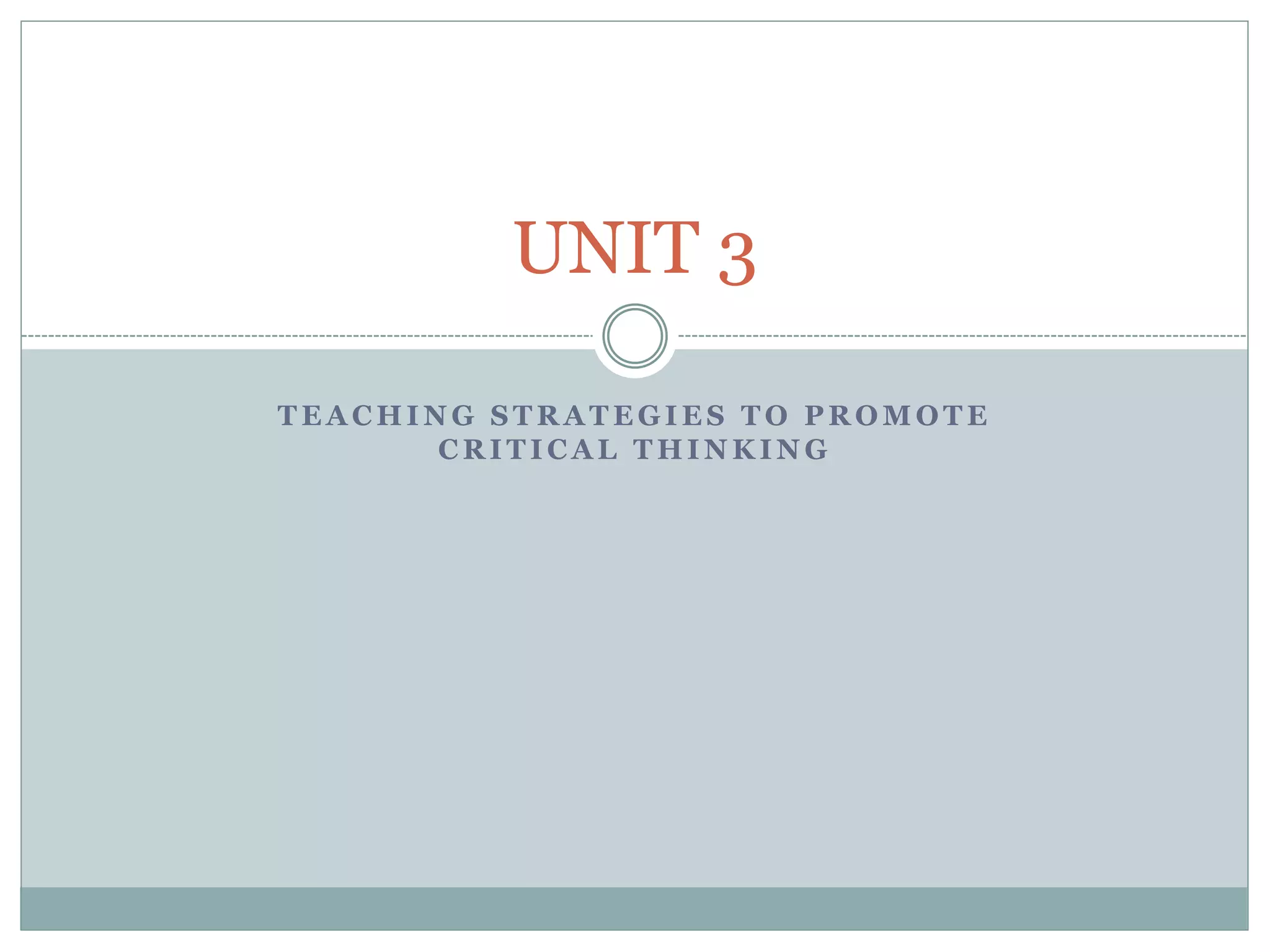 Promote Critical Thinking Skills | PPT
