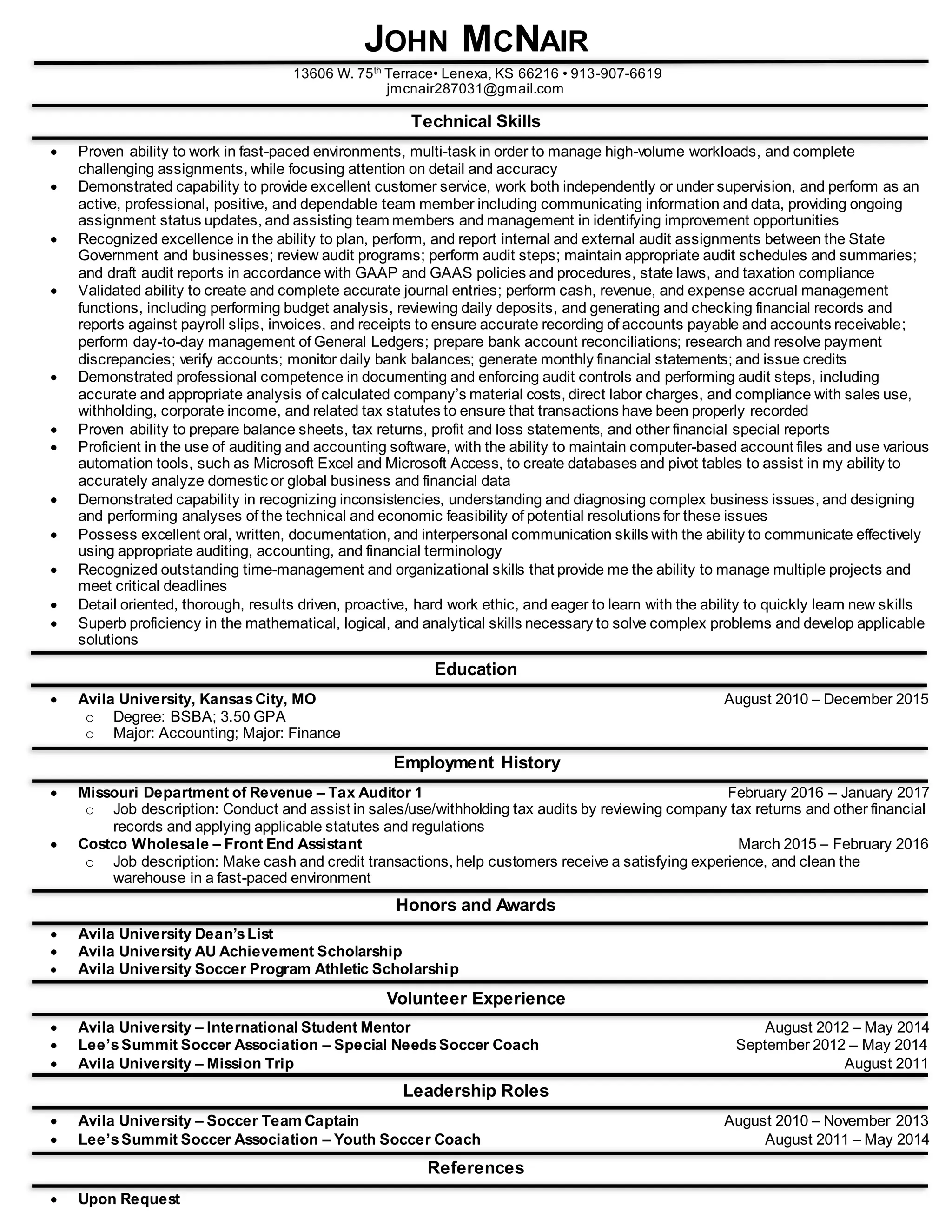 John McNair's Resume | DOCX