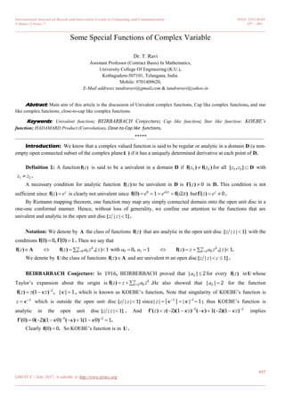 Some Special Functions of Complex Variable | PDF