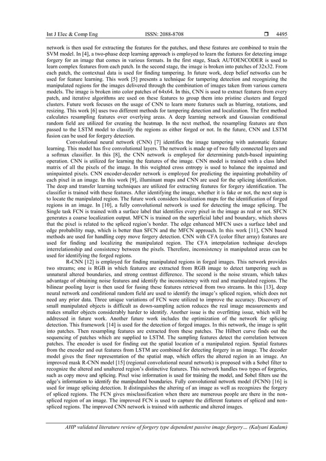 AHP validated literature review of forgery type dependent passive image ...