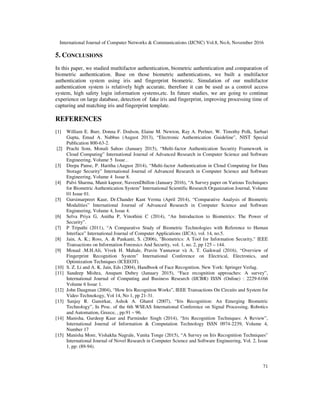 AN ENHANCED SECURITY FOR GOVERNMENT BASE ON MULTIFACTOR BIOMETRIC AUTHENTICATION | PDF